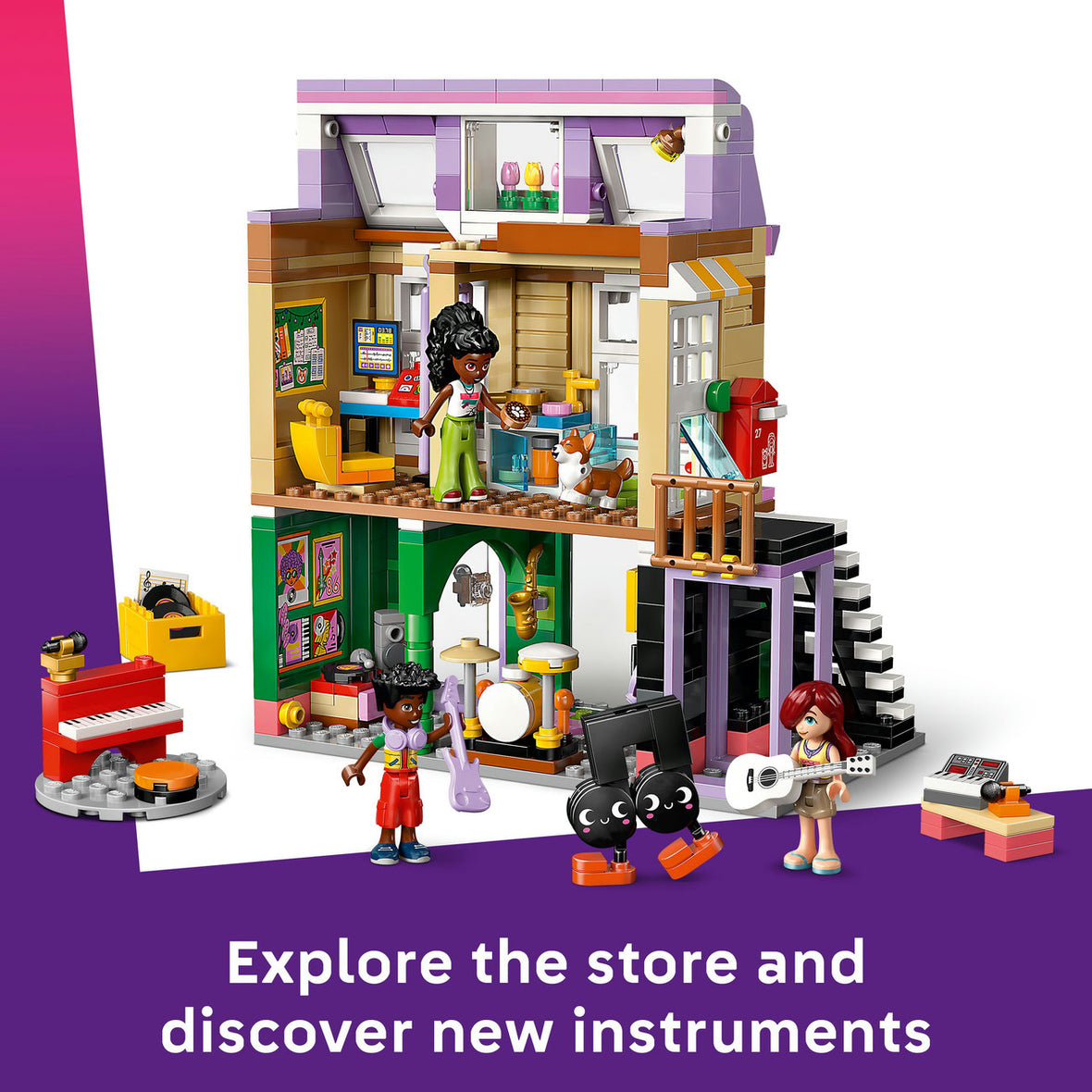 LEGO® Friends Music Store & Apartment Building Set Pretend-Play Toy 42 ...