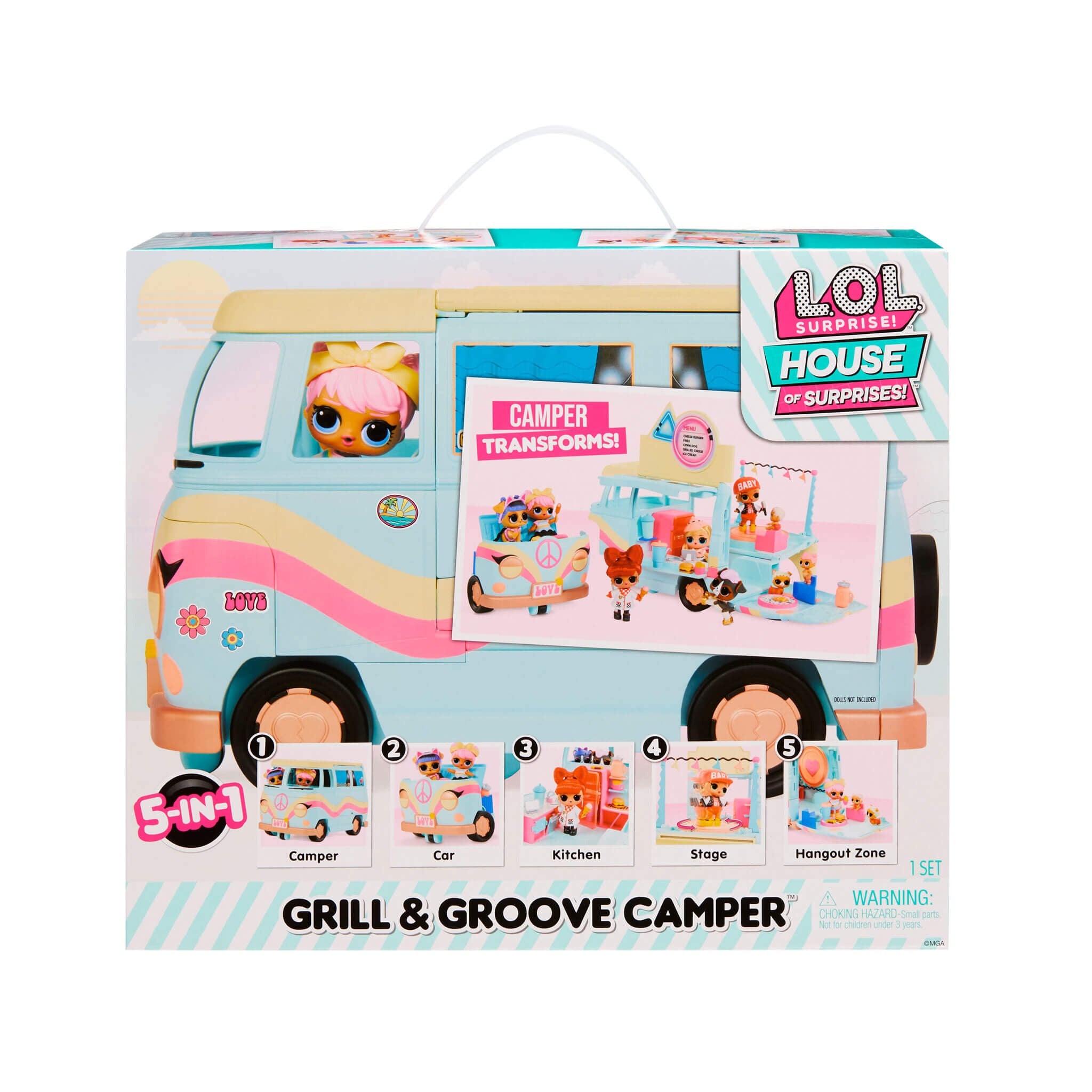 LOL Surprise 5-N-1 Grill & Groove Camper, Fully Furnished Playset ...