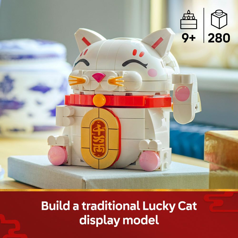 LEGO® Lucky Cat Good Luck Decor Piece Building Kit 40813 | Import A Toy