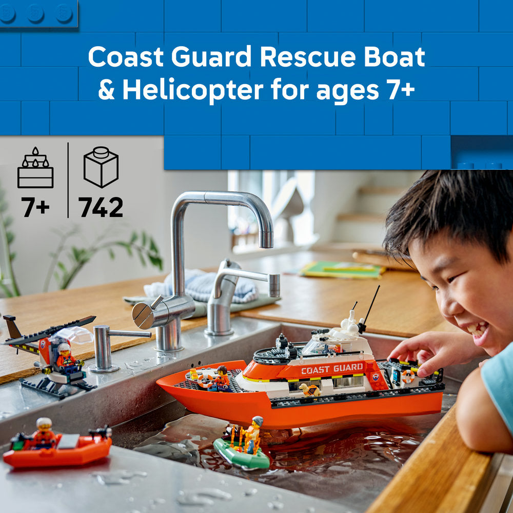 LEGO® City Coast Guard Rescue Boat & Helicopter Playset 60504 | Import ...