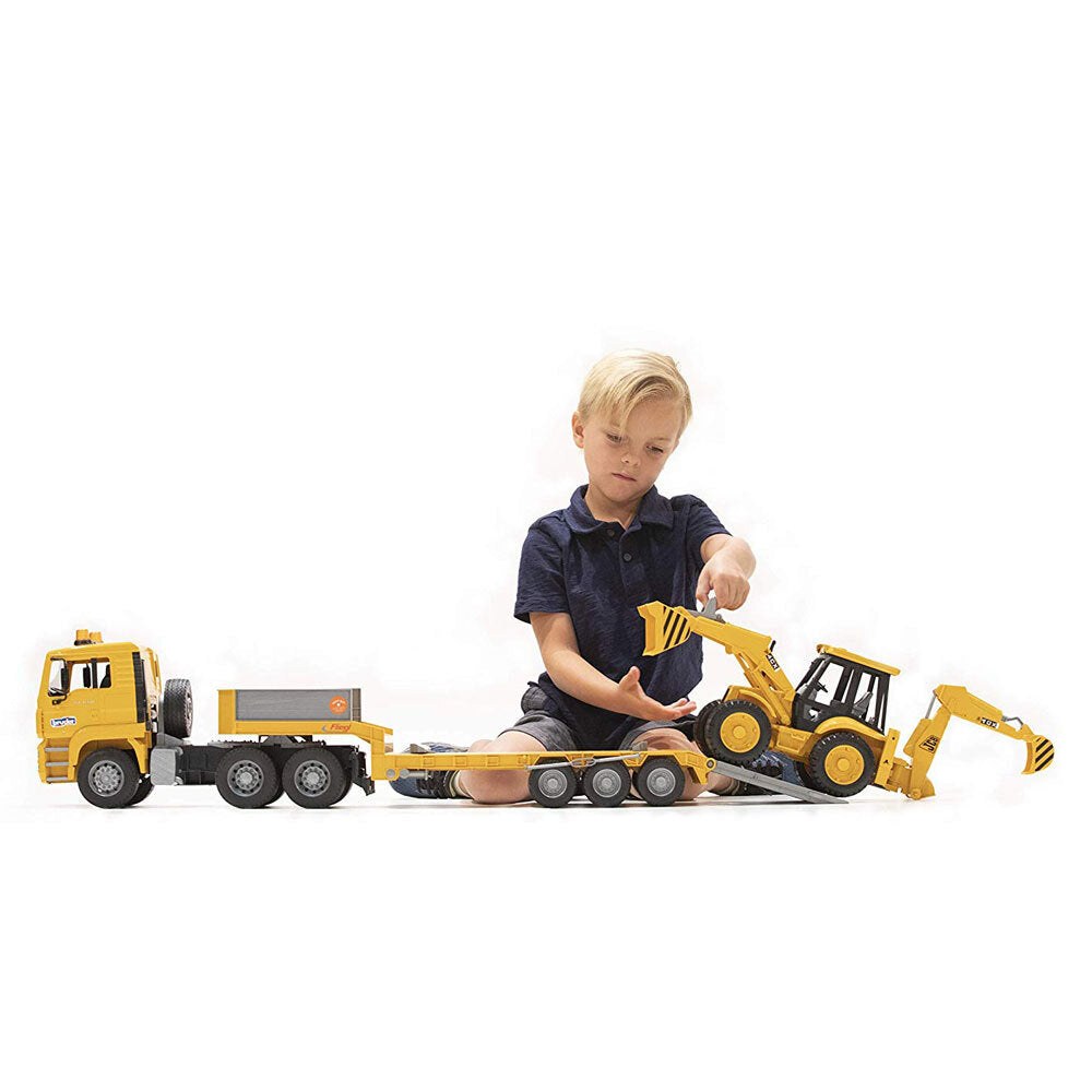 BRUDER MAN TGA Low loader Truck with JCB Backhoe Loader | Import A Toy