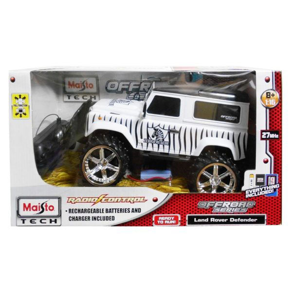 MAISTO 1:16 Tech R/C Off-Road Series Land Rover Defender Zebra Rescue ...